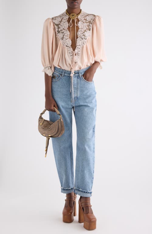 CHLOÉ Lace Trim Silk Top